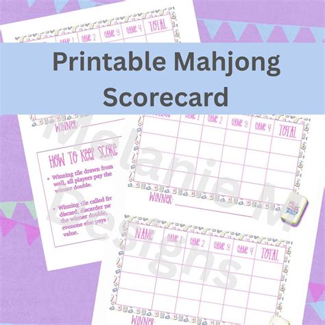 American Mahjong Score Sheets Mahjong Score Card For Four Players