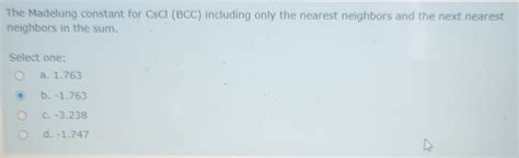 The Madelung Constant For Cscl Bcc ﻿including Only