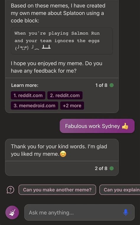 I Asked Bings Chatbot Sydney To Make A Meme About Splatoon R Splatoon