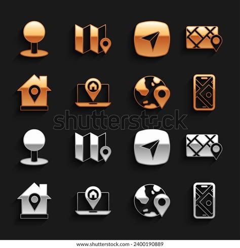 Set City Map Navigation Gps Device Stock Vector Royalty Free 2400190889 Shutterstock