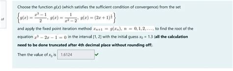 Solved Choose The Function G X Which Satisfies The