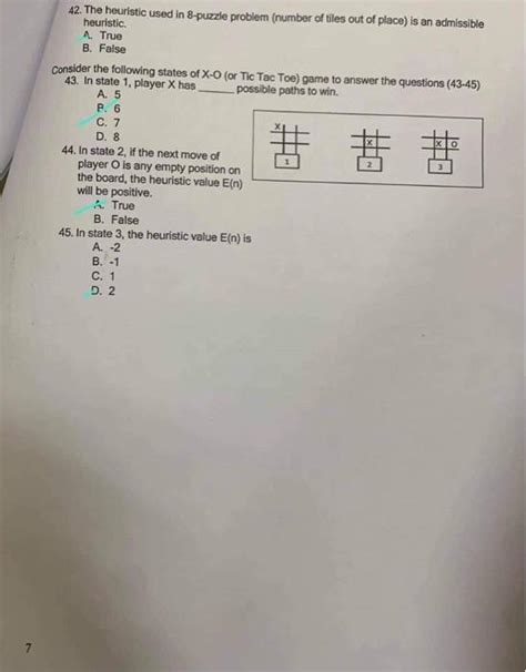 Solved 42 The Heuristic Used In 8 Puzzle Problem Number Of