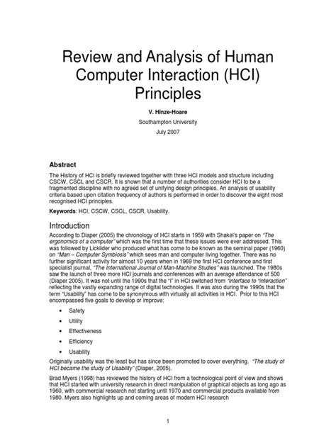Review And Analysis Of Hci Pdf Humancomputer Interaction Usability