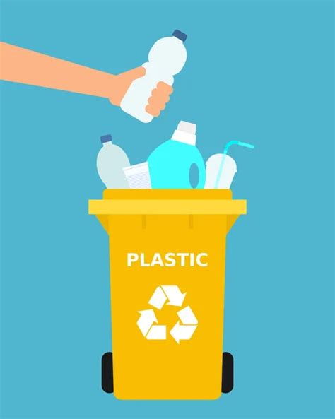 Mano Lanzando Una Botella De Plástico En Una Papelera De Reciclaje Reciclaje De Plástico