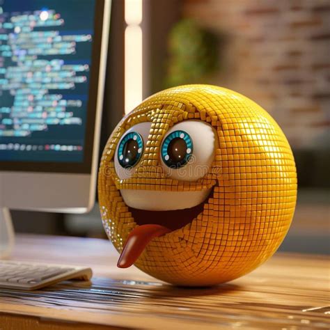 Smiley Face Coding A Program On A Computer Stock Illustration