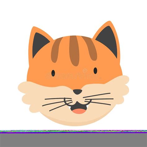 Cat Head Emoticon Funny Decorative Drawn Cat Face Character Or Avatar