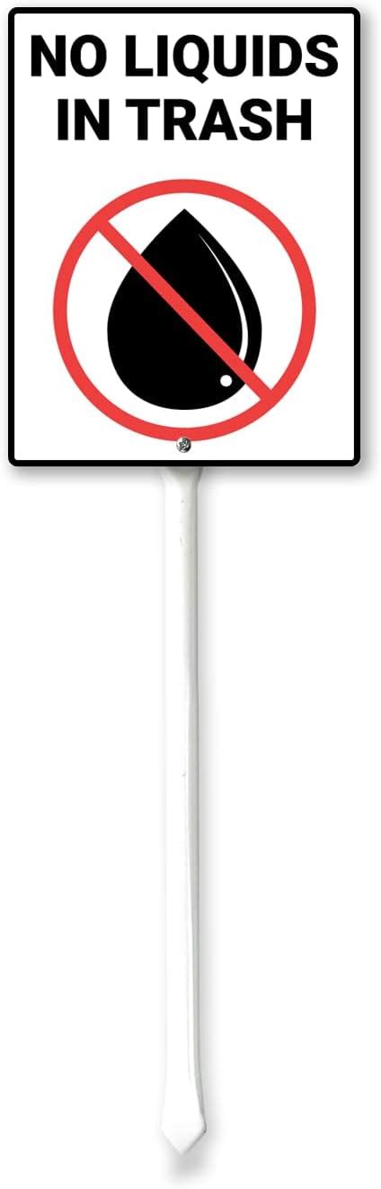 Boylee No Liquids In Trash Sign With Stake 7x88 Inch