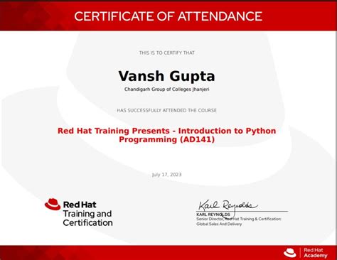 vansh gupta on linkedin python redhatcertification redhattraining