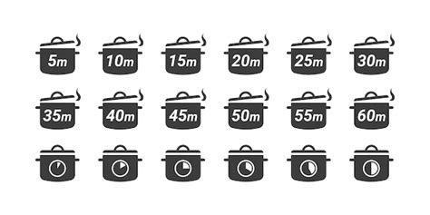 Premium Vector Cook Time Minutes Meal Preparation Time Icons Cook