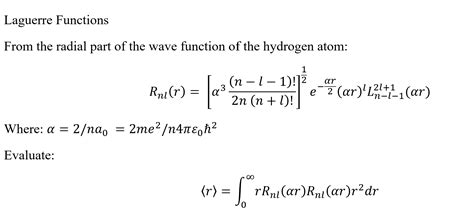 Solved Laguerre Functions From The Radial Part Of The Wave