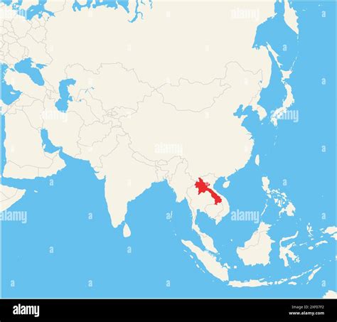 Asia Map Laos Highlighted