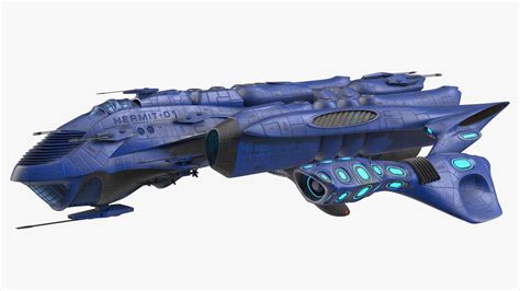 Futuristic Combat Spaceship Blue 3d Model Turbosquid 2222836