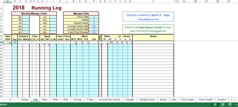 Excel Running Log Template