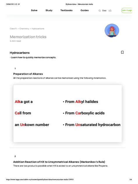 Hydrocarbons Memorization Tricks Pdf Alkene Alkane