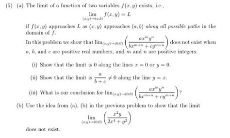 Solved 5 A The Limit Of A Function Of Two Variables R Chegg Com
