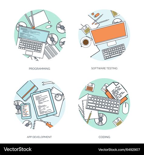Flat Background Coding Royalty Free Vector Image
