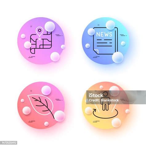 Augmented Reality Map And Leaf Minimal Line Icons For Web Application Printing Vector Stock