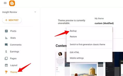 how to take complete backup in blogger posts pages and theme techyleaf