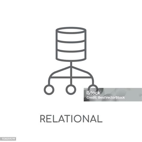 관계형 데이터베이스 관리 시스템 선형 아이콘입니다 현대 개요 관계형 데이터베이스 관리 시스템 기술 컬렉션에서 흰색 바탕에 로고 개념 개발에 대한 스톡 벡터 아트 및 기타