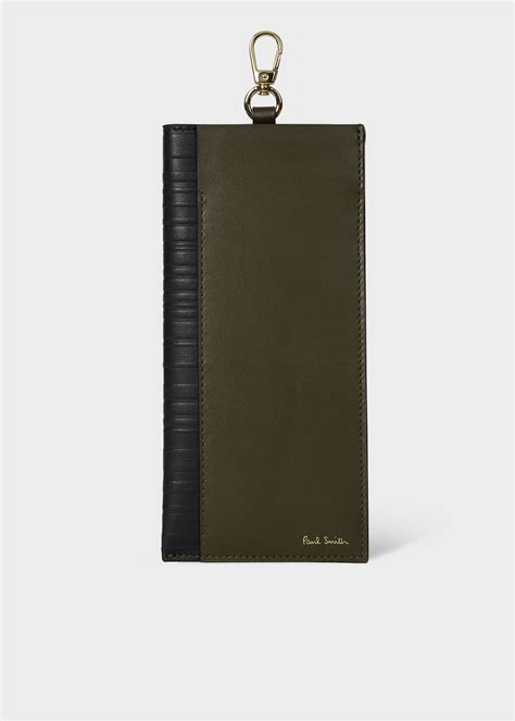 Khaki Leather Shadow Stripe Sunglasses Case