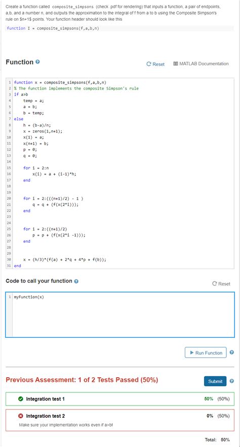 solved create a function called composite simpsons