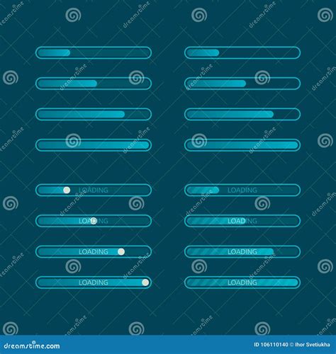 Website Graphic Progress Loading Set Of Flat Download Indicator Stock