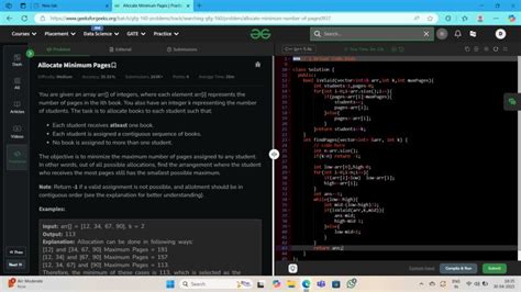 Gfg160 Gfg160 Geekstreak2025 160daysofcode Day34 Allocateminimumpages Binarysearch