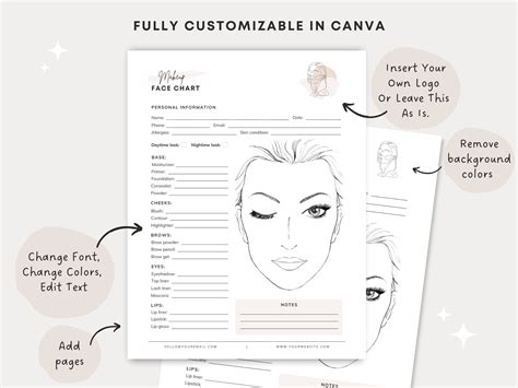 Makeup Artist Face Chart Makeup Consultation Form Makeup Etsy
