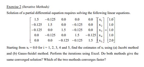 solved exercise 2 iterative methods solution of a partial