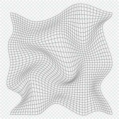 Distorted Square Grid Wireframe Wave Geometry Grid Warped Mesh