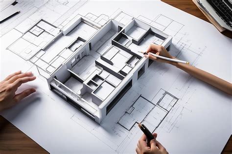Premium Photo Top View Of Architect Drawing On Architectural Project