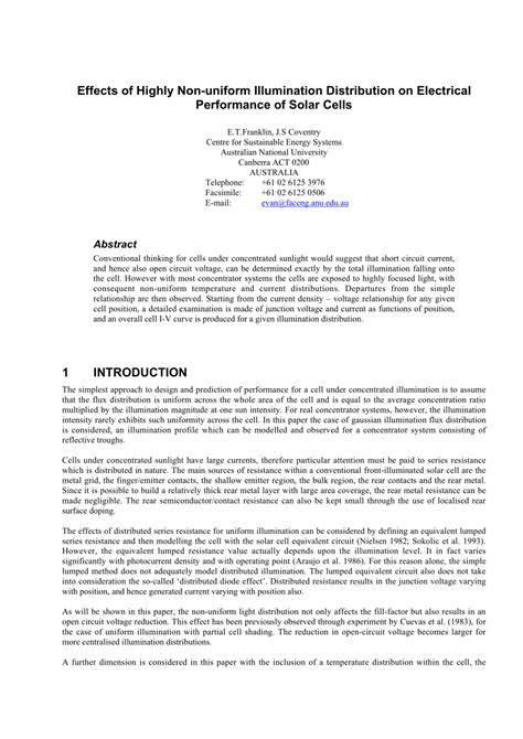 pdf effects of highly non uniform illumination distribution on
