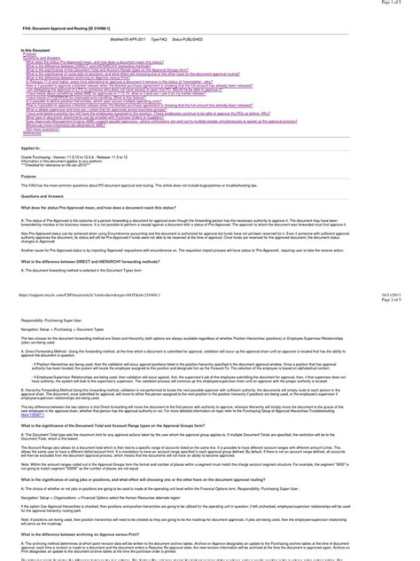 Faq Document Approval And Routing Id 210488 1 Pdf Hierarchy Procurement