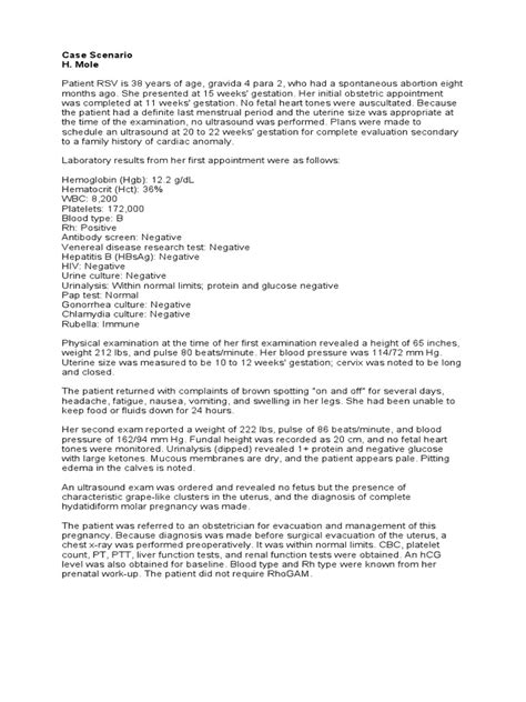 H Mole Case Scenario Pdf Pregnancy Uterus