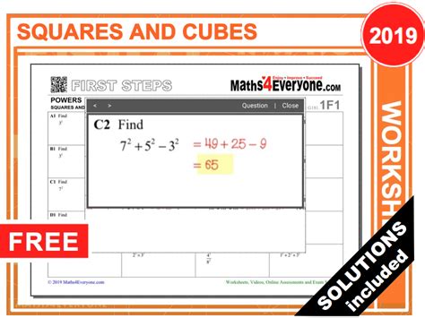 Squares And Cubes Worksheets With Solutions Teaching Resources