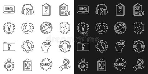 Set Line Settings In The Hand Lifebuoy Shield Clipboard With Question Marks Telephone 24