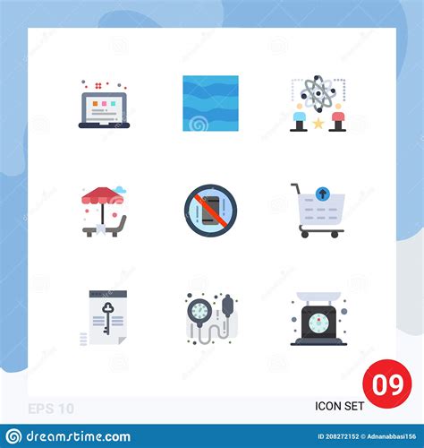 Mobile Interface Flat Color Set Of 9 Pictograms Of Avoid Park Waves