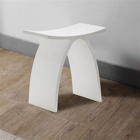 Arched Matte White Solid Surface Bathroom Stool