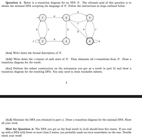 Solved Question 4 Below Is A Transition Diagram For An Nfa
