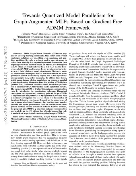 Pdf Toward Quantized Model Parallelism For Graph Augmented Mlps Based