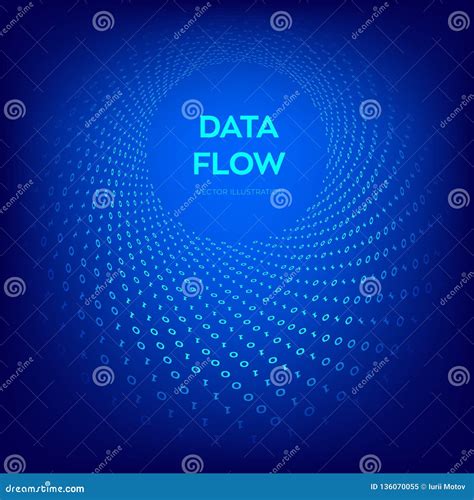 Data Flow Digital Code Binary Data Flow Big Data Virtual Tunnel Warp Coding Programming Or