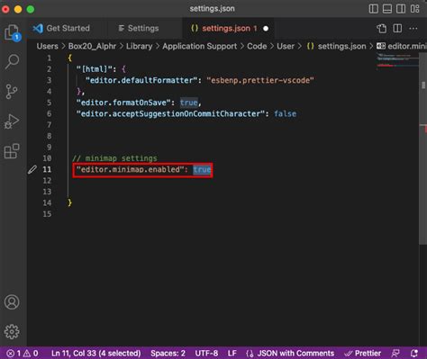 como desativar o minimapa no vscode