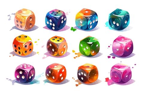 주사위 벡터 설정 컬렉션 그래픽 디자인 플랫 벡터 일러스트 레이 션 흰색 배경에 고립 프리미엄 벡터