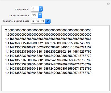 Square Roots With Newton S Method Wolfram Demonstrations Project