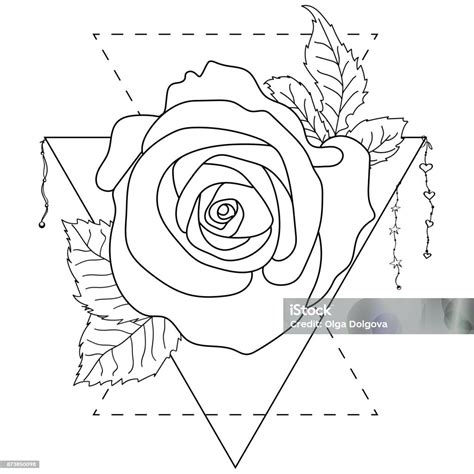 장미 꽃 흰색 절연 상세한 벡터 일러스트 레이 션 합니다 Blackwork 플래시 신비한 기호 문신 Boho 디자인입니다 인쇄