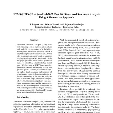 ETMS IITKGP At SemEval 2022 Task 10 Structured Sentiment Analysis Using A Generative Approach