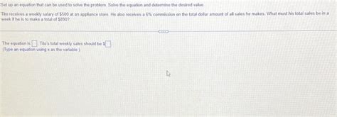 solved set up an equation that can be used to solve the
