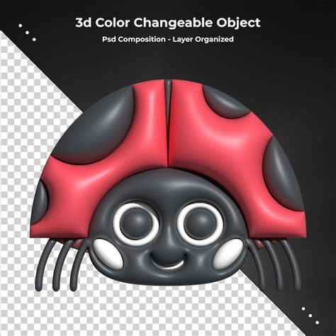 곤충 현실적인 3d 렌더링 아이콘 Psd 구성 프리미엄 Psd 파일