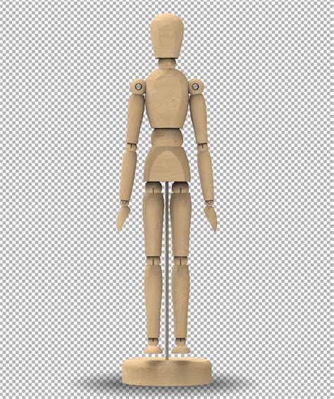 Визуализация деревянного манекена изолирована Премиум Psd Файл