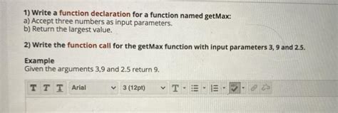 solved 1 write a function declaration for a function named